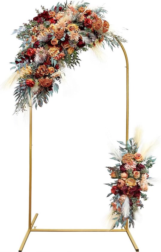 Metalen bruiloft boog achtergrond standaard - gouden boog achtergrond standaard - 2 x 1 m | bol