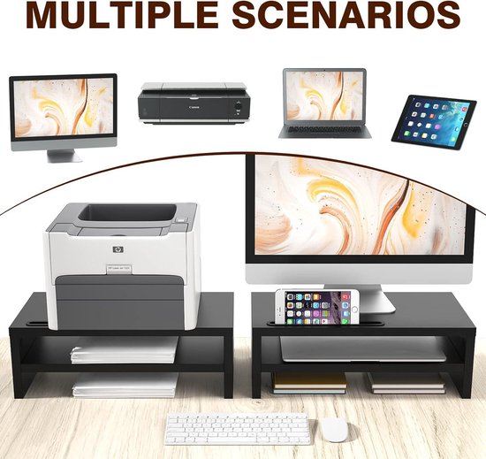 Houten monitorstandaard schermverhoging - monitor laptop standaard ...