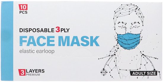 Voordeelverpakking van 50 x Disposable Mondmasker Blauw 10 stuks | bol