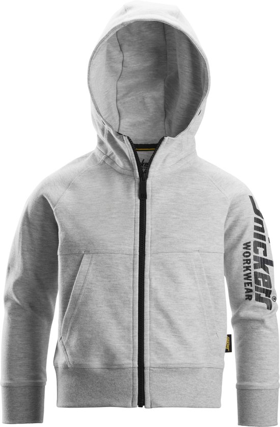Snickers 7512 Junior Logo Full-Zip Hoodie - Grijs Melange/ - 116 | bol