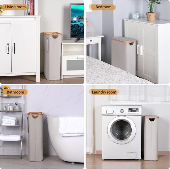 Wasmand voor wasgoed 60 liter - slanke wasmand met afneembare binnenzak - opvouwbare... | bol