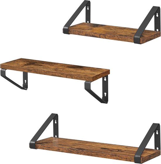 Wandplank set van 3 zwevende planken industrieel ontwerp stabiele montage voor... | bol