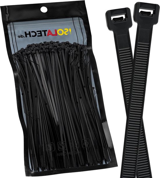 Kabelbinders zwart UV-bestendig 1000 stuks 150mm x 25mm groot klein lang breed dun... | bol