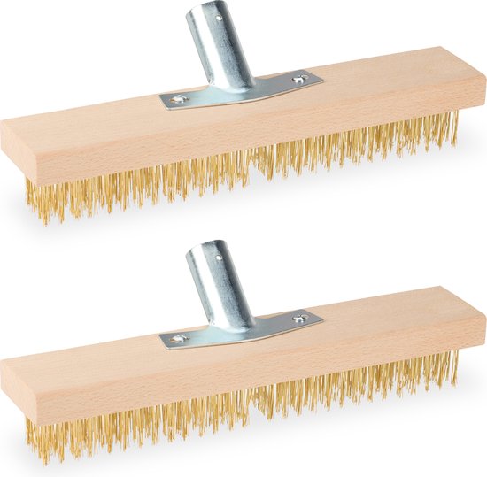 staalborstel bezem - set van 2 - zonder steel - onkruid verwijderen ...