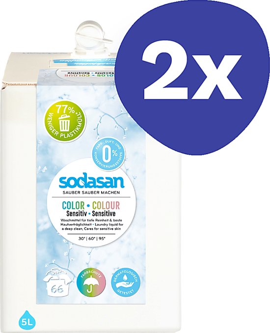 Sodasan Vloeibaar Wasmiddel Sensitive voor Gekleurde Was (2x 5L) | bol
