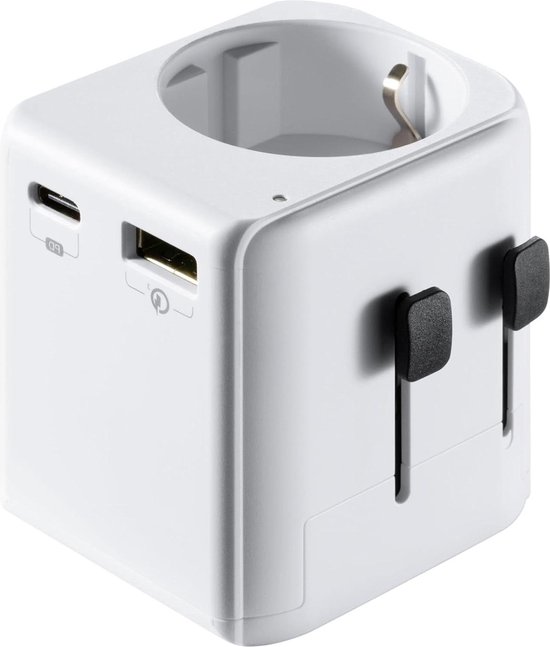 Universele reisadapter met Schuko-stopcontact en USB-poorten - Italië ...