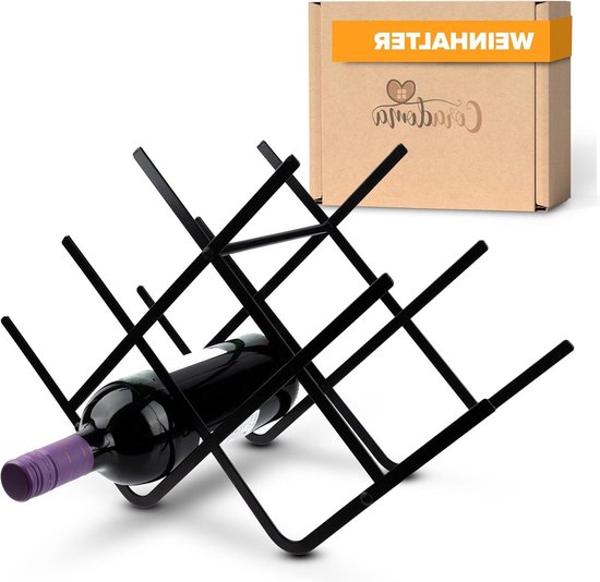 Wijnrek zwart metaal voor 8 flessen - drankenrek smal - modern ...