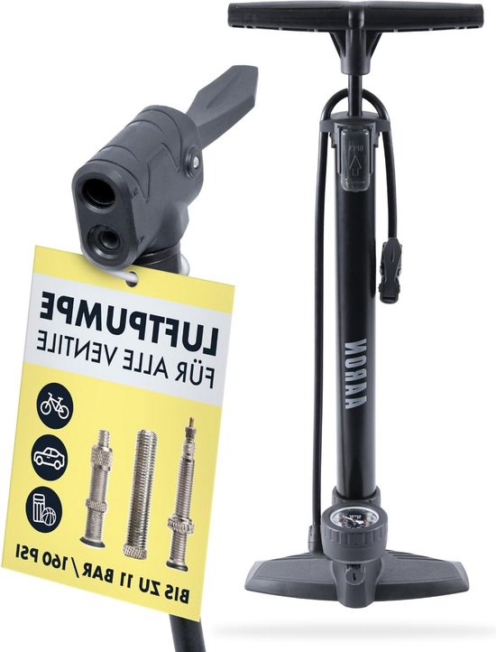 AARON AIR Staande fietspomp met manometer - hogedruk fietspomp - luchtpomp voor... | bol