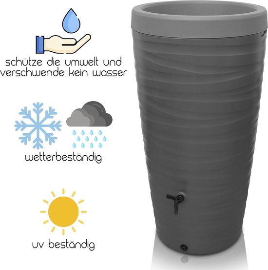 Regenton 240 liter Wave Design regenvat - vorstbestendig kunststof ...