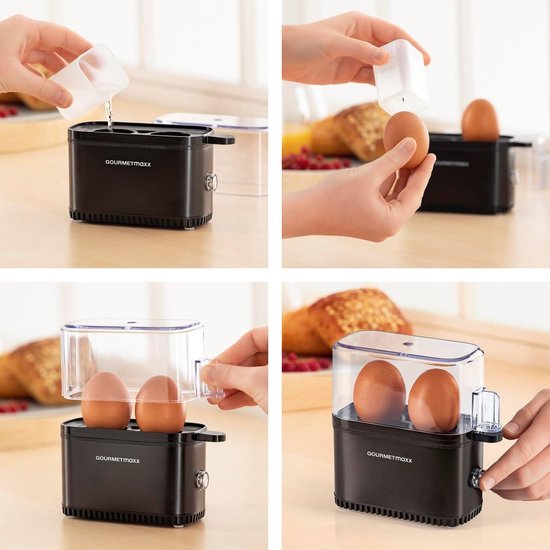 Elektrische eierkoker voor 2 eieren - Compact design - Met maatbeker en ...