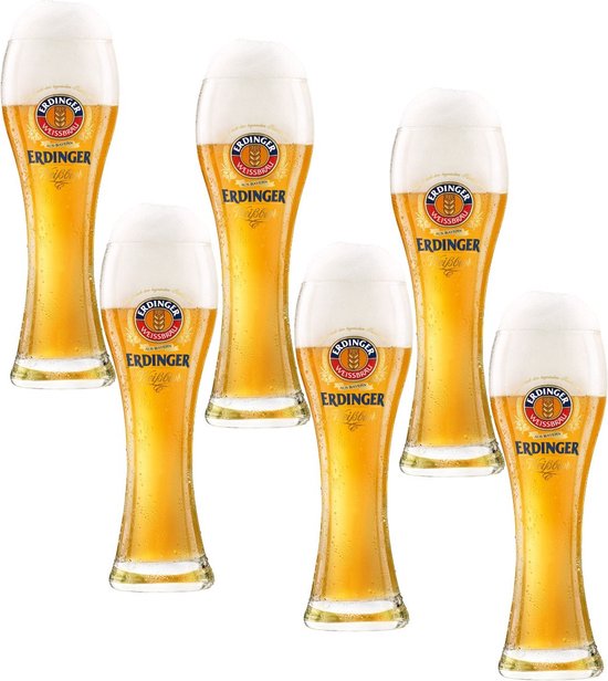 Erdinger Bierglazen 50cl set van 6 stuks - Bier Glas 0,5 l - Taps Toelopend - 500 ml | bol