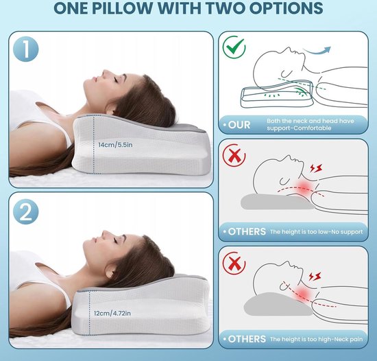 Ergonomisch orthopedisch traagschuim nekkussen voor zij-, rug- en buikslapers -... | bol