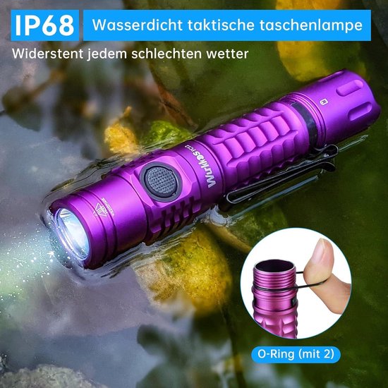 Tactische Zaklamp 2000 Lumen Oplaadbaar - Wurkkos FC12 LED Zaklamp Zwart - Lichtbereik... | bol