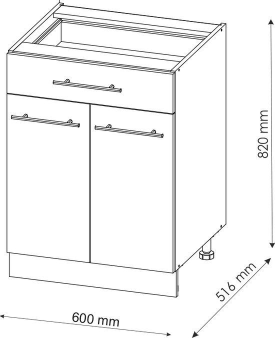 Vicco Fame-Line Badkamerkast – 60 x 82 cm met lade, zonder werkblad Wit ...