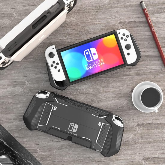 Mumba Case Nintendo Switch OLED - Beschermende Rugged Grip Case Zwart | bol