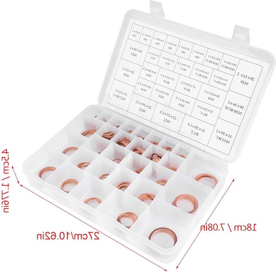 Koperen ringenset - 568 stuks - 30 maten - O-ringen en koperen ...