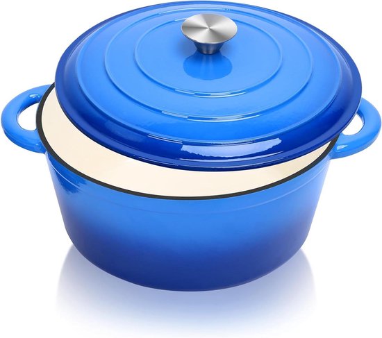 Gietijzeren stoofpan 28 cm - emaille braadpan met deksel - geschikt ...