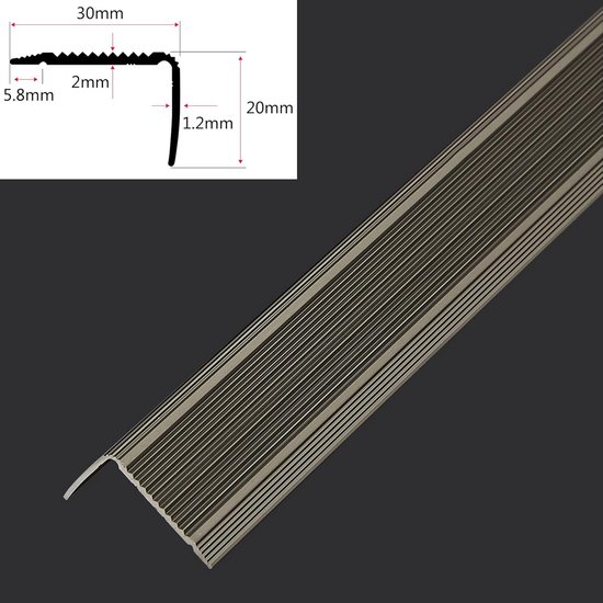 Zelfklevende Geribbelde Aluminium Traprandprofiel voor Binnen en Buiten ...