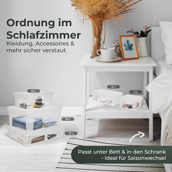 Transparante opbergdozen met deksel - 5 liter - 16 stuks - BPA-vrij ...