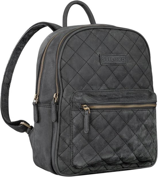 Dames Leren Rugtas met Ruitpatroon Vintage Stadsrugzak Klein Elegant ...