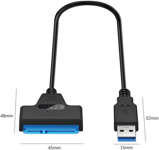 USB 3.0 naar SATA 22 Pin Adapter Kabel voor 2.5 Harde Schijf SSD | bol