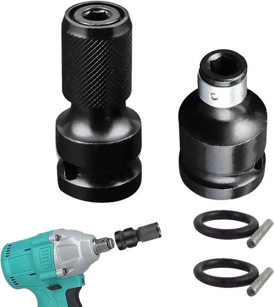 Pack van 2 Impact Wrench Adapters - 1/2 Inch Bit Adapter - 1/4 Inch Bit ...