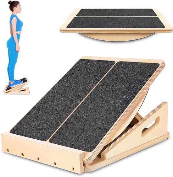 2-in-1 Slant Board en Balance Board - Verstelbare Kuit Stretch Board ...