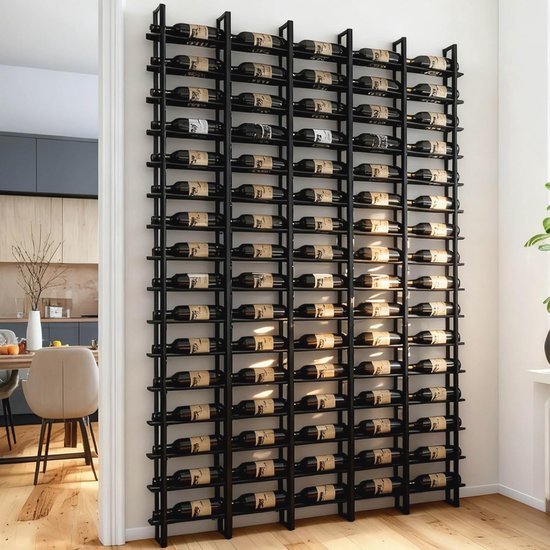 Grote muur gemonteerde wijnrek voor 80 flessen - metalen wijn opslag ...
