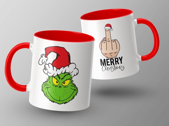 Grappige kerst mok met Grinch en groet, Unieke feestelijke koffiemok ...