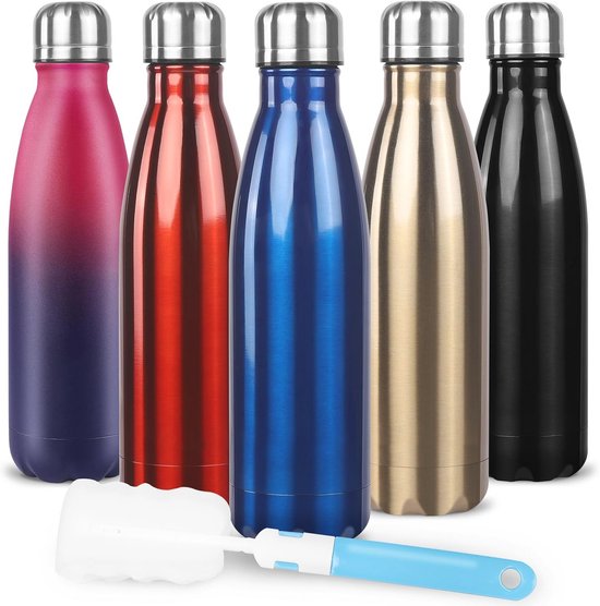 Geïsoleerde RVS Waterfles 500ml | Dubbelwandige Vacuüm Sportfles ...
