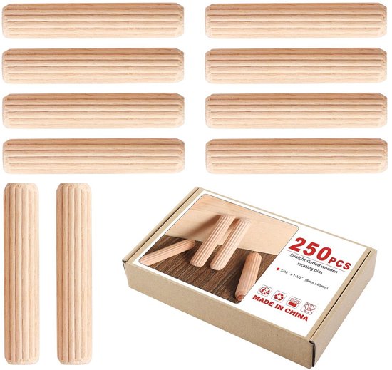 Houten pluggen voor meubelbouw en knutselen - 250 stuks 8x40 mm | bol