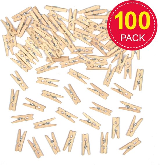 Houten Mini Klemmen voor Creatief Knutselen - 100 Stuks | bol