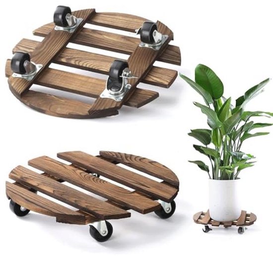 Ronde Plantenroller met Wieltjes - 30 cm voor Binnen en Buiten - 2 ...