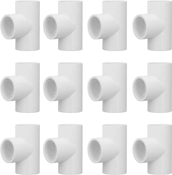 12pcs PVC Tee Pipe Fittings - Plastic Equal Diameter Joints - Adapte T ...