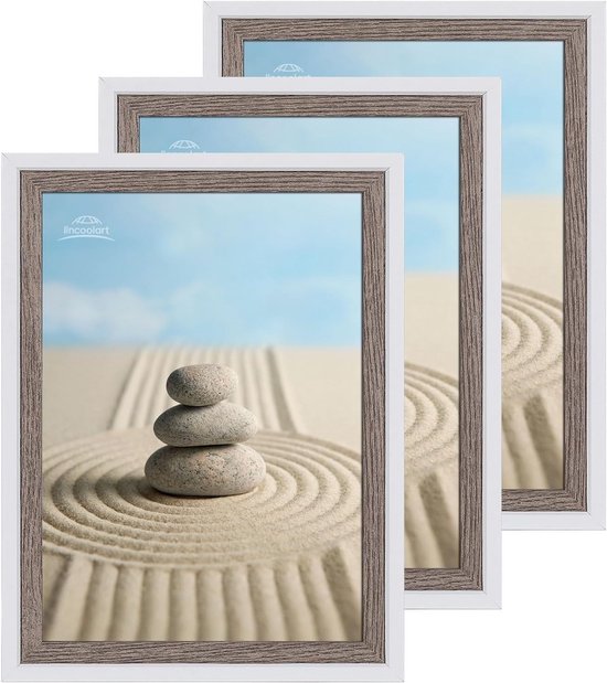 Set van 3 Witte Houten Fotolijsten DIN A4 (21x30 cm) met Onbreekbaar ...