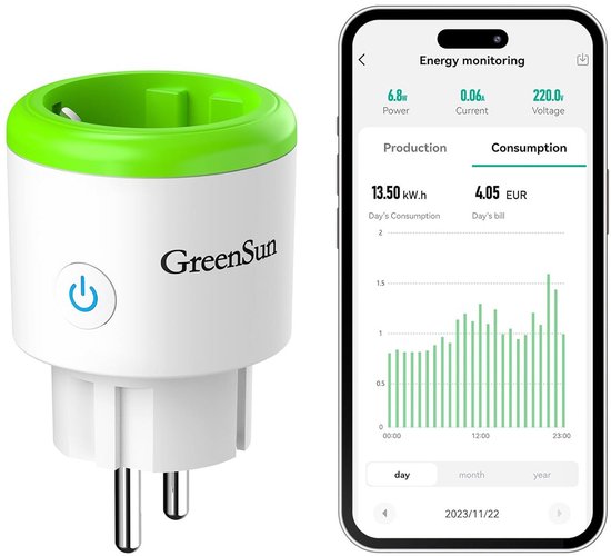 Slimme Wifi Stroommeter met Timer voor Stopcontact - Energieverbruik ...