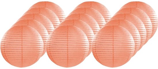 Luxe bol feest lampion - 15x - zalmroze - dia 25 cm - papier ...