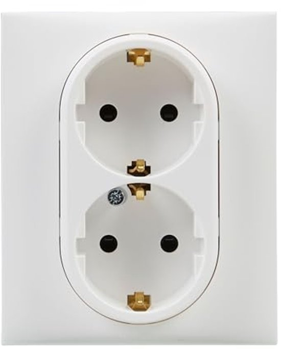 Dubbel stopcontact 2 x 2 P+T 16 A voor inbouwinstallatie - Wit | bol