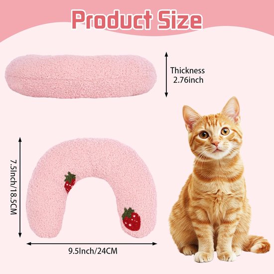 1 Roze Mini Kussen voor Huisdieren - U-vormig ontwerp dat zich aanpast ...