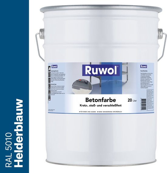 Ruwol Betonverf Helderblauw (RAL 5010) 20 liter - Voor binnen en buiten ...