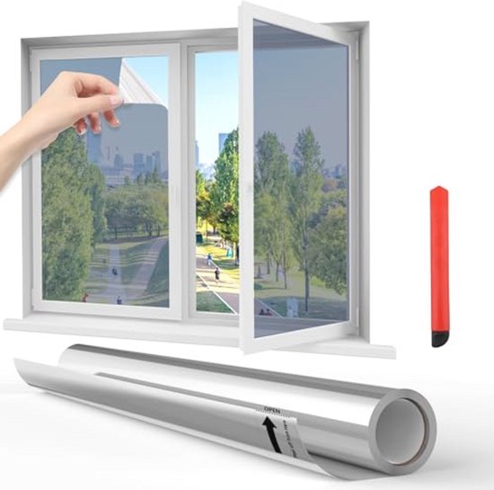 Onzichtbare Spiegel Raamfolie voor Privacy en UV-Bescherming - 200 x 44 ...