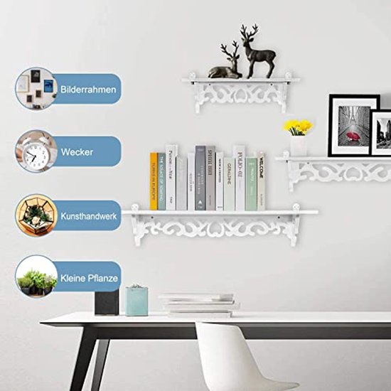 Wandplank, display wandplank, set van 3, shabby zwevende wandplanken ...