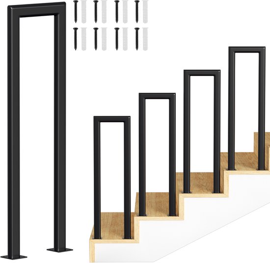 Trapleuning 75 cm, elliptische buis, zwarte leuning, balustradebeugel ...