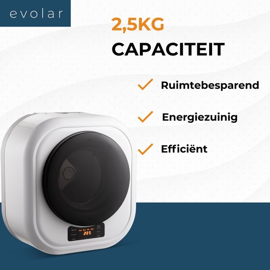 Evolar Mini Wasmachine met Droger - Klein, energieklasse B, 800 toeren ...