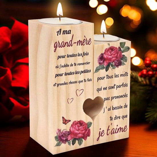 Hartvormige Houten Kandelaar - Origineel cadeau voor oma | bol