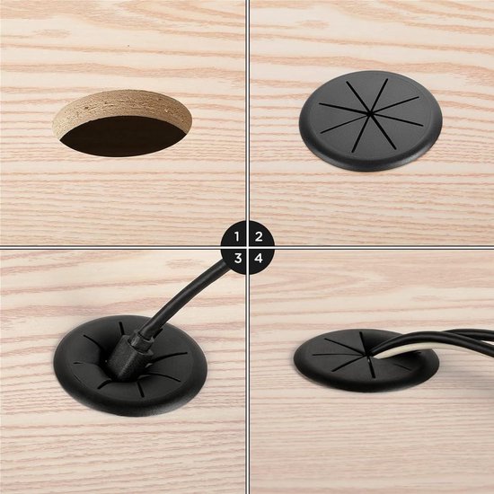 Allecta - Bureaudoorvoertules 60 mm zwart - Set van 6 - Flexibele ronde ...