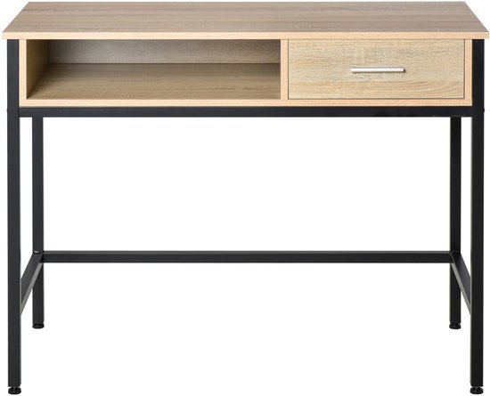 HOMCOM-Bureau-Hout-102x48x80cm-Eik | bol