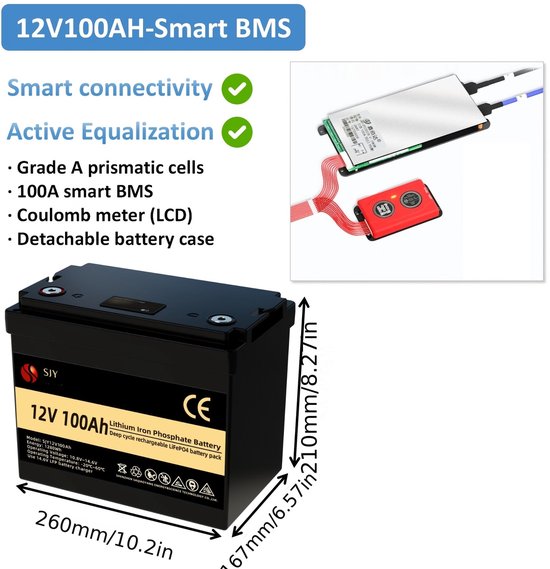 12V 100Ah LiFePO4 batterij – Lithium Accu – Solar Accu – Bootaccu ...