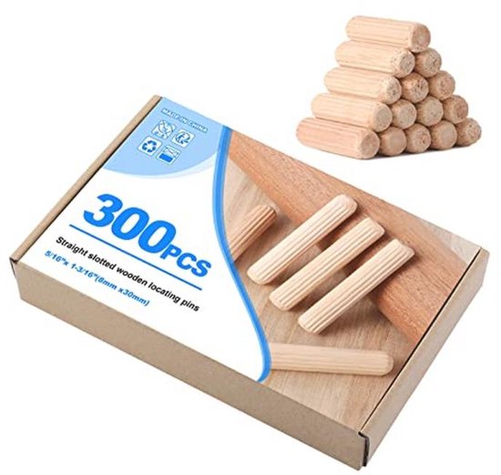 Houten Pluggen voor Meubelbouw en Knutselwerk - 300 Stuks, 8 x 30 mm | bol