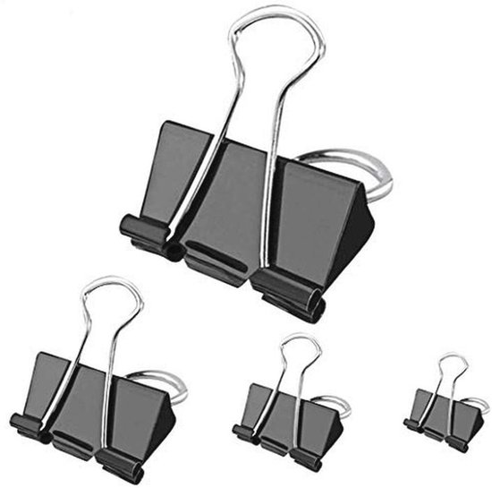 100 stuks opvouwbare metalen clips in 4 maten - Paperclips en bindclips ...